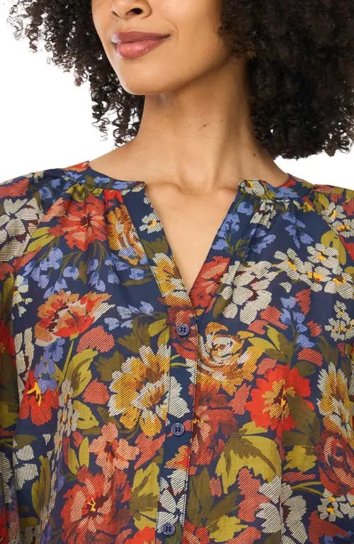 Vince Camuto Printed Raglan Sleeve Blouse - Classic Navy