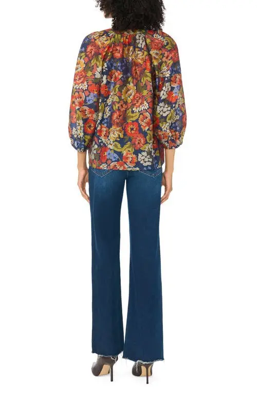 Vince Camuto Printed Raglan Sleeve Blouse - Classic Navy