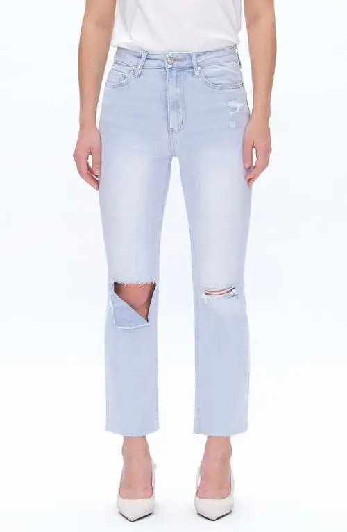 BAYEAS Raw Hem Ripped High Waist Straight Leg Jeans