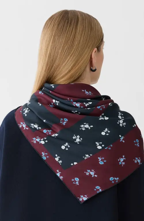 Lafayette 148 New York Floral Silk Scarf - Aubergine Multi