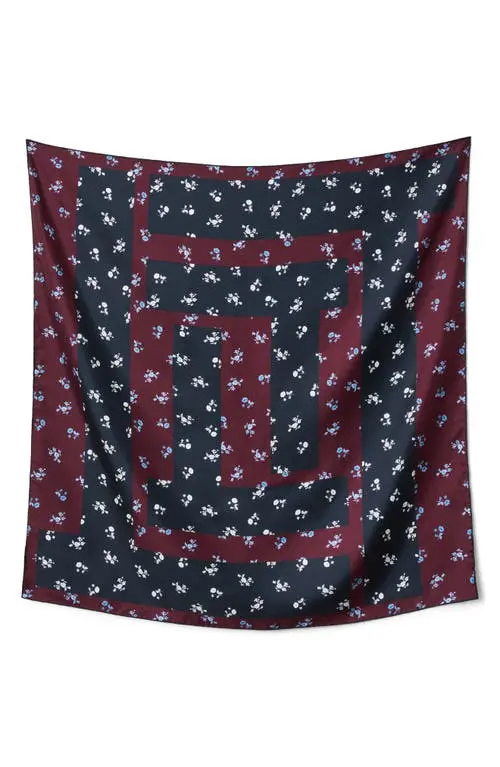 Lafayette 148 New York Floral Silk Scarf - Aubergine Multi