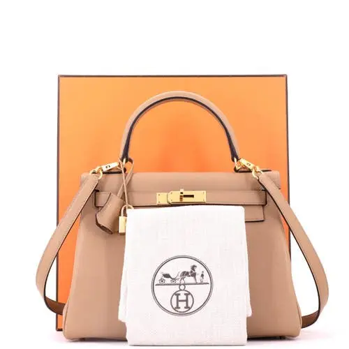 Hermès Kelly Handbag Brown Evercolor With Gold Hardware 28