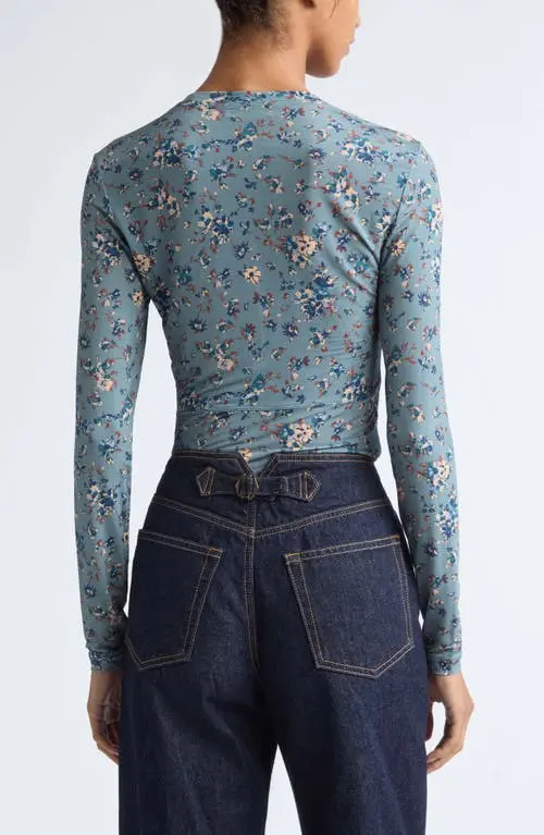 Ulla Johnson Neri Ruched Floral Jersey Top