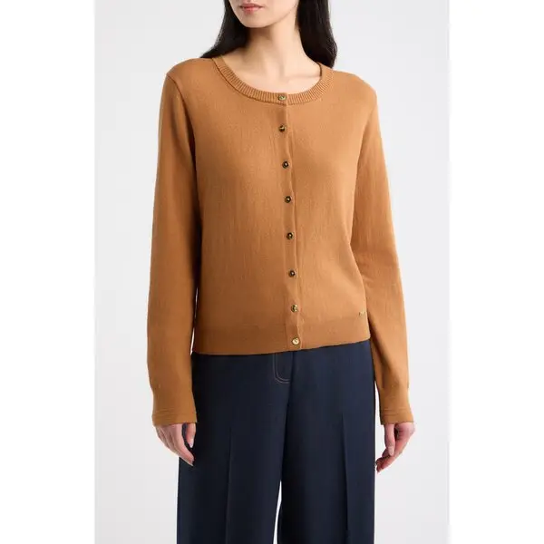 TAHARI ASL Fine-knit Cotton Blend Cardigan
