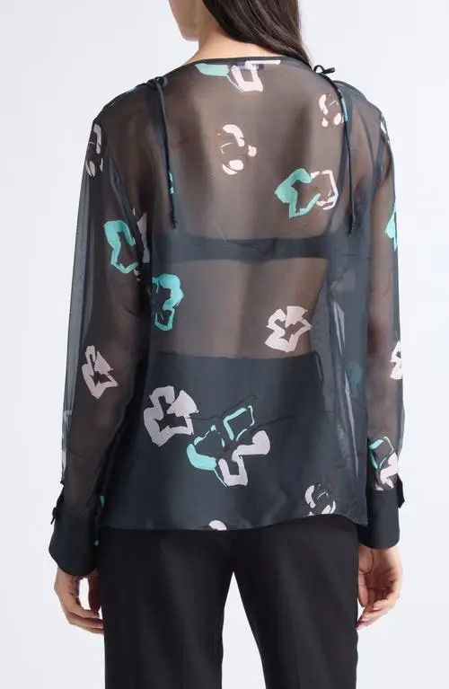 Emporio Armani Abstract Print Silk Top - Navy