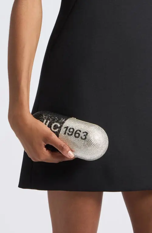 Judith Leiber Crystal Embellished Pill Capsule Evening Bag