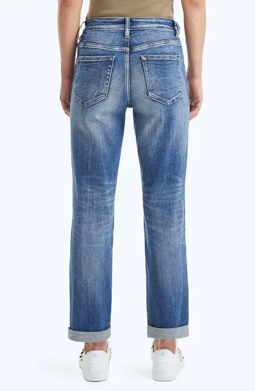 BAYEAS Paint Splatter Ripped High Waist Mom Jeans - Mascara