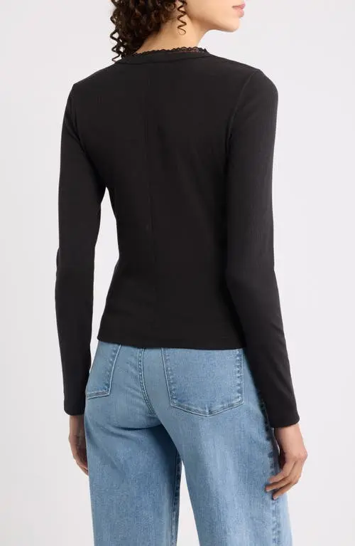 FRAME Rib Trim Cardigan - Black