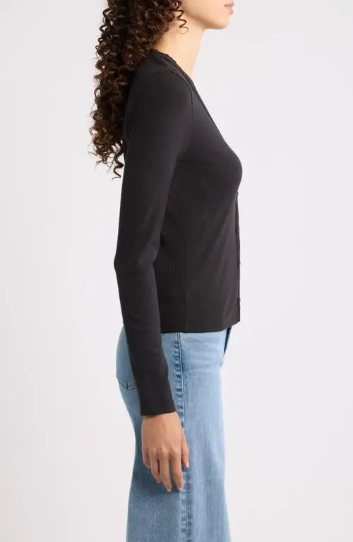 FRAME Rib Trim Cardigan - Black