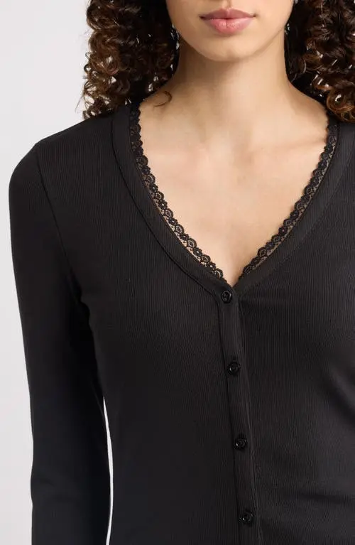FRAME Rib Trim Cardigan - Black