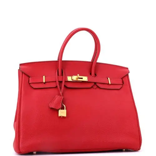 Hermès Birkin Handbag Togo With Gold Hardware 35 - Red