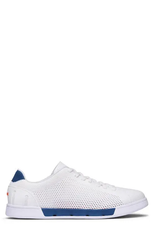 Swims Breeze Tennis Knit Sneaker - White/ensign Blue
