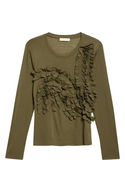Ulla Johnson Polina Ruffle Wool Jersey Top