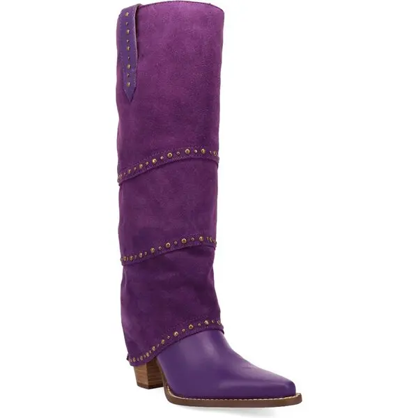 DINGO Texani Studded Knee High Boot - Purple