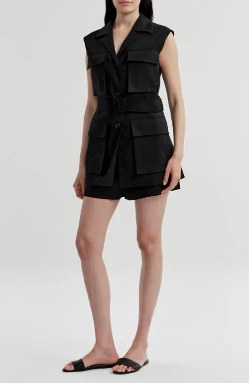 A.L.C. Cameron Linen Blend Belted Vest - Black