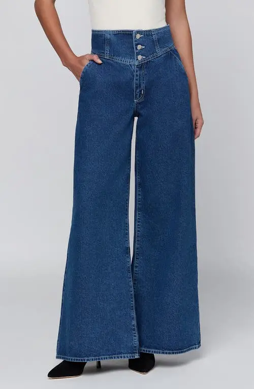 L'Agence Sonja Ultra High Waist Wide Leg Jeans - Atlantis
