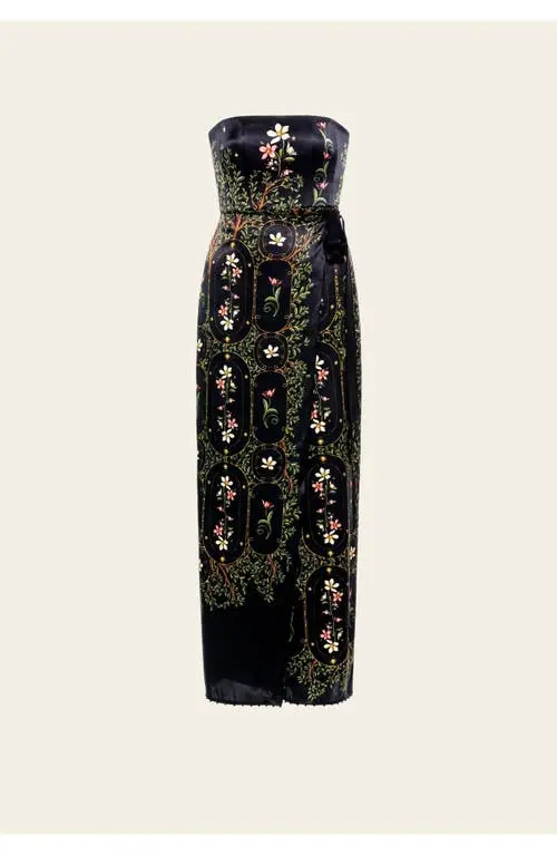 Agua Bendita Cinefila Noche Strapless Maxi Dress