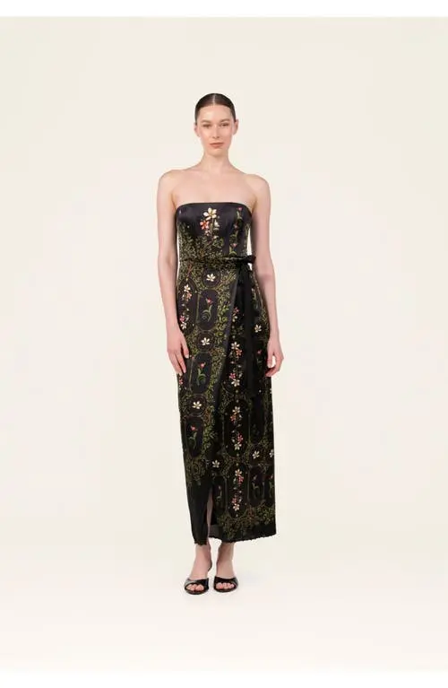 Agua Bendita Cinefila Noche Strapless Maxi Dress