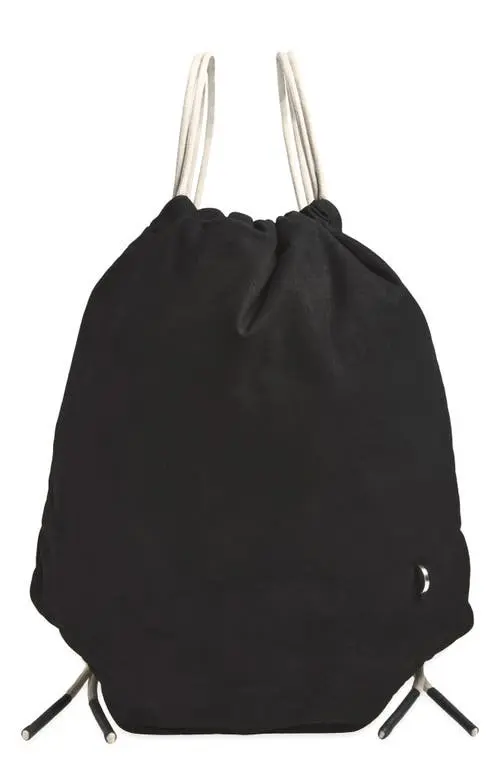 Rick Owens Leather Drawstring Backpack - Black/pearl