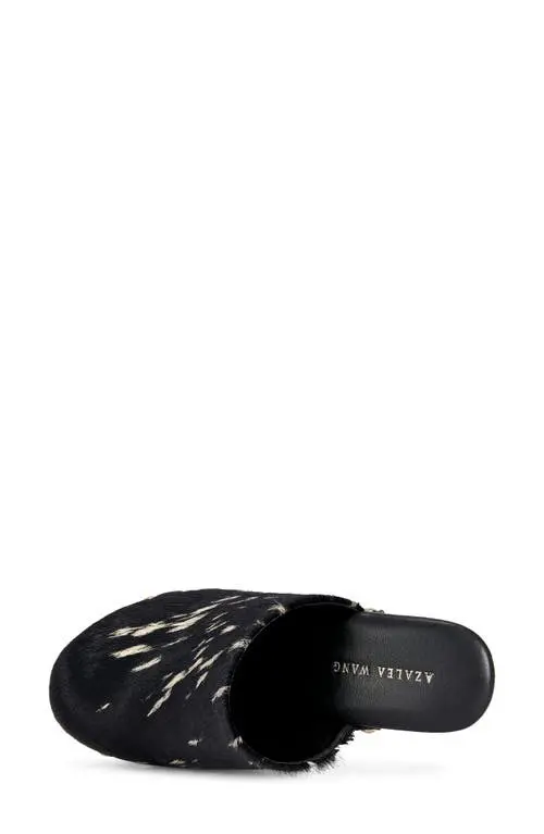 AZALEA WANG Picard Genuine Calf Hair Platform Clog - Black Multi
