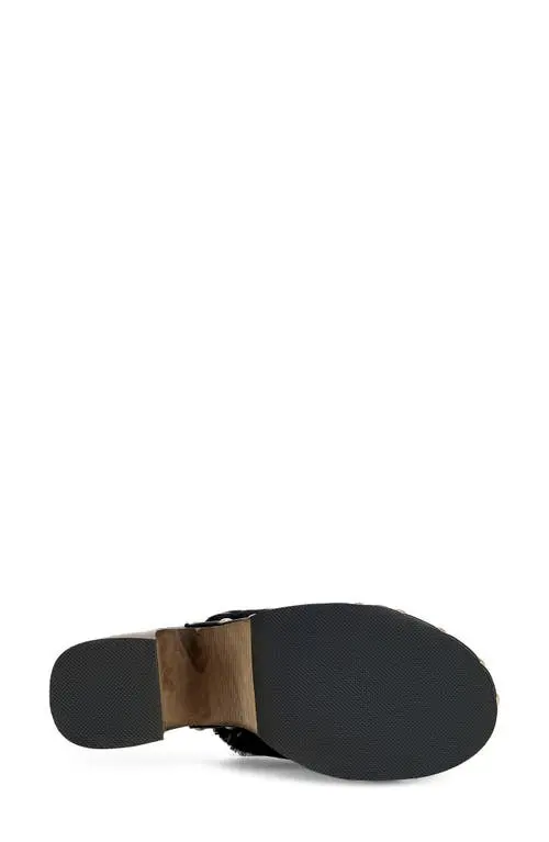 AZALEA WANG Picard Genuine Calf Hair Platform Clog - Black Multi