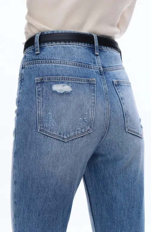 BAYEAS High Waist Straight Leg Ripped Jeans