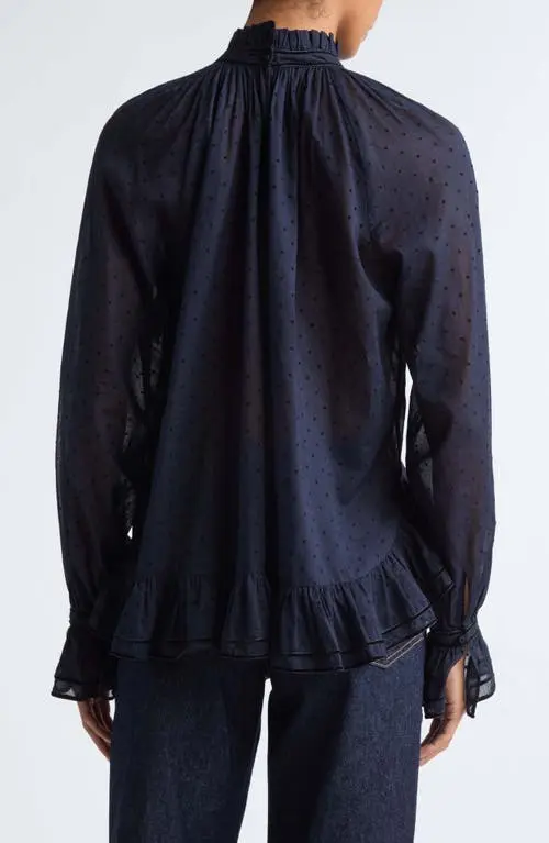 Ulla Johnson Marcella Clip Dot Ruffle Top - Nightfall