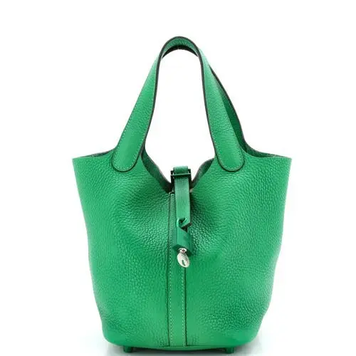Hermès Monochrome Picotin Lock Bag Clemence Pm - Green