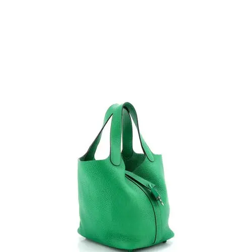 Hermès Monochrome Picotin Lock Bag Clemence Pm - Green