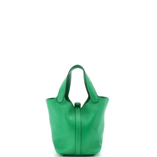 Hermès Monochrome Picotin Lock Bag Clemence Pm - Green