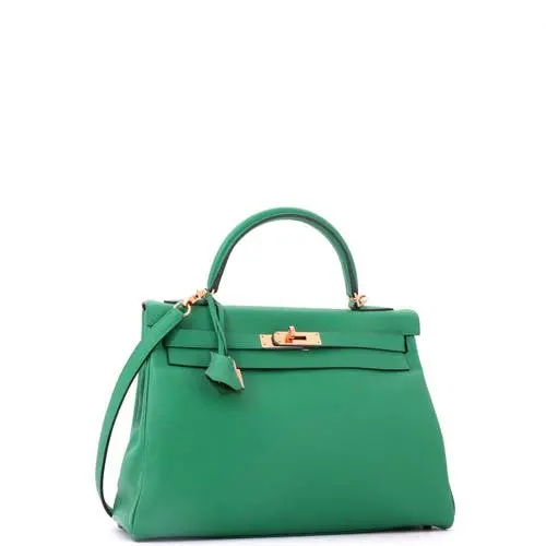 Hermès Kelly Handbag Evercolor With Gold Hardware 32 - Green