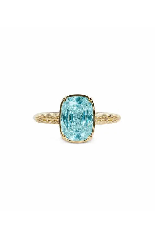 Sterling Forever Sterling Silver Cushion Cut Imitation Aquamarine Ring - Light Blue/gold
