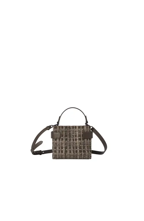 Brunello Cucinelli Suede Top-handle Bag With Precious Check Embroidery
