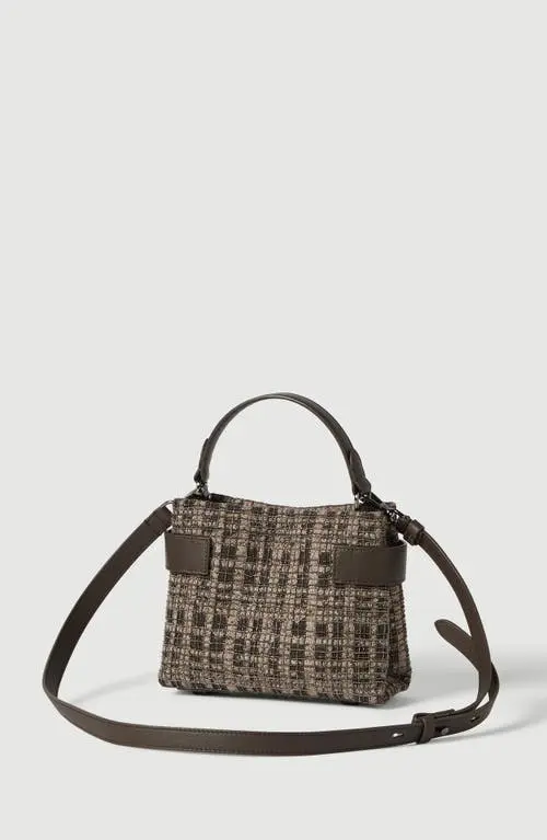 Brunello Cucinelli Suede Top-handle Bag With Precious Check Embroidery