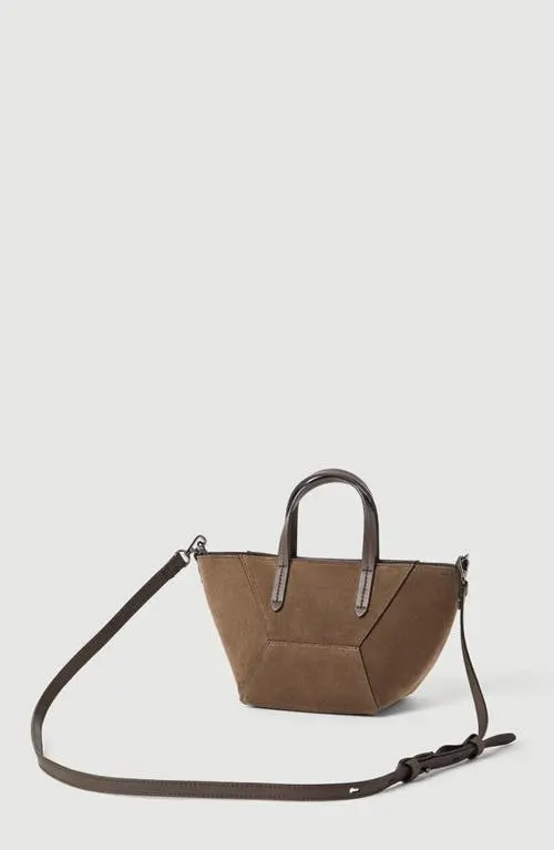 Brunello Cucinelli Suede Mini Bag With Monili - Bark