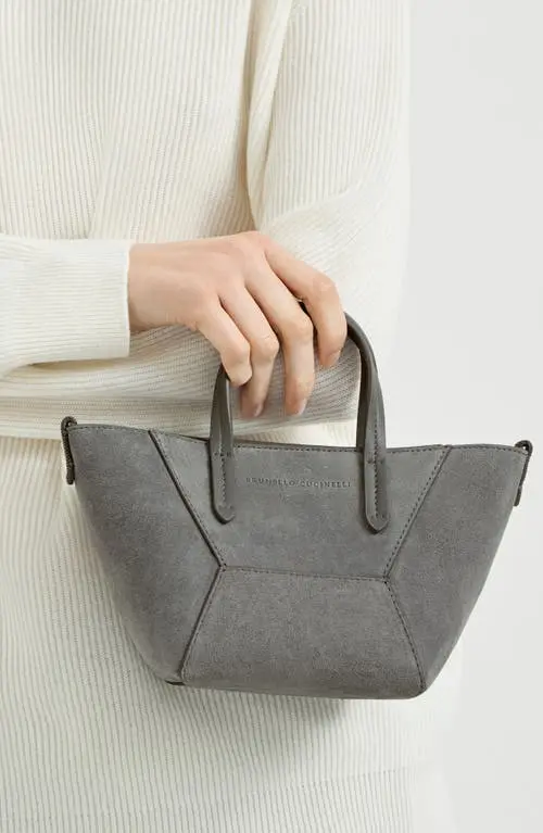 Brunello Cucinelli Bc Duo Mini Bag In Suede With Monili