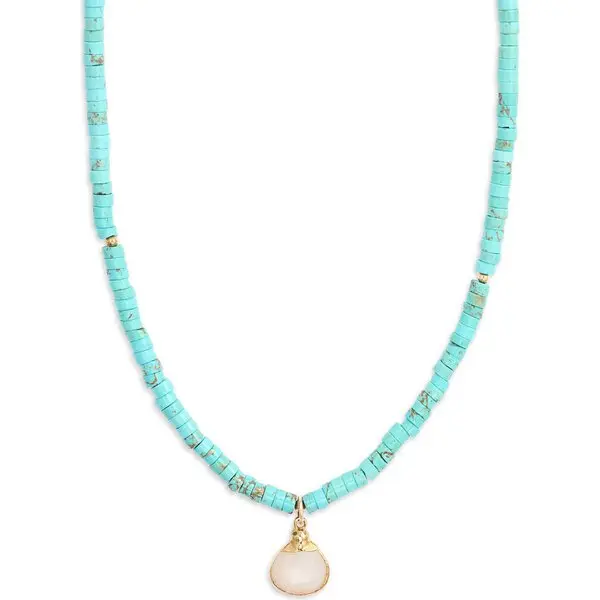 HOUSE OF OLIA Beaded And Moonstone Pendant Necklace