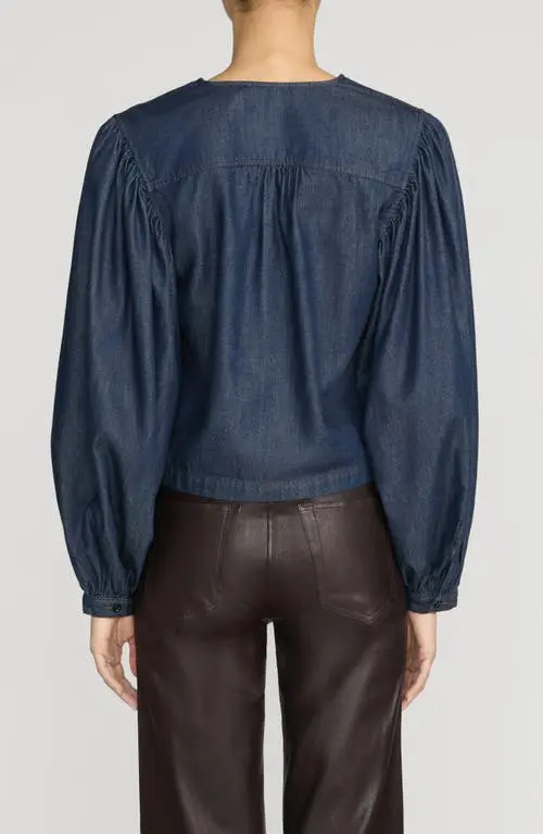 FRAME The Poise Split Neck Balloon Sleeve Top