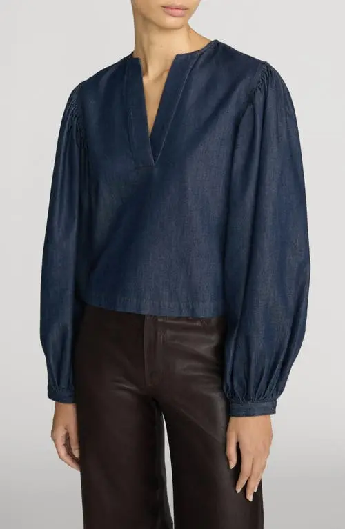 FRAME The Poise Split Neck Balloon Sleeve Top