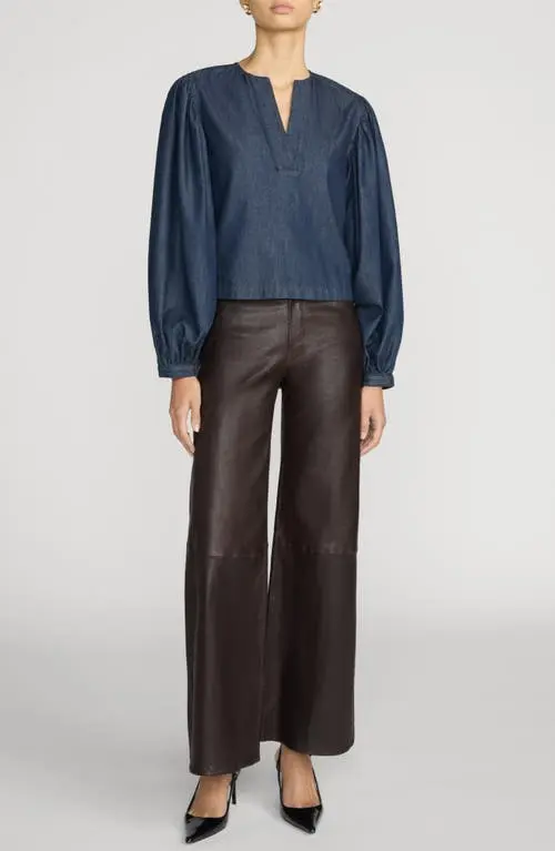 FRAME The Poise Split Neck Balloon Sleeve Top