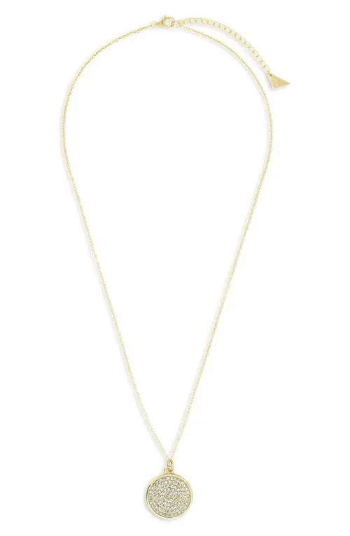 Sterling Forever Pavé Cubic Zirconia Circle Pendant Necklace - Gold