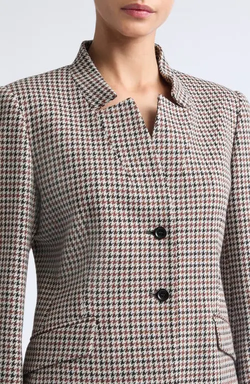 Max Mara Houndstooth Stand Collar Jacket