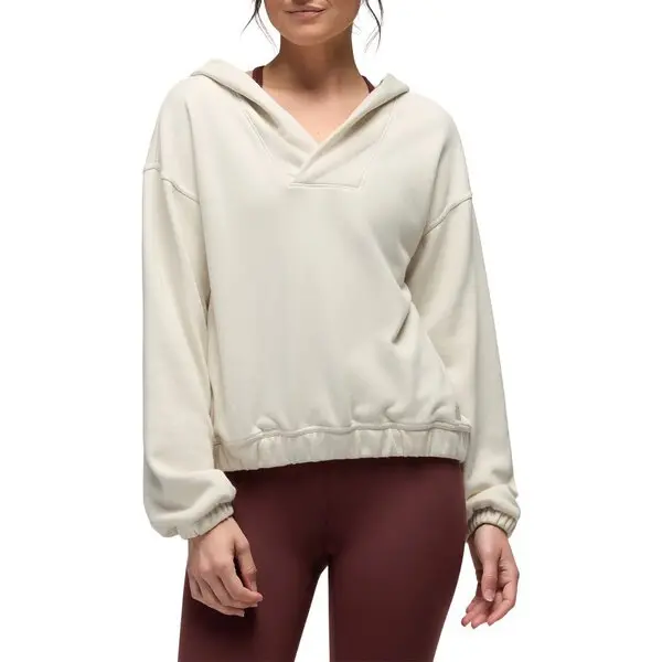 Prana Dreamterry V-neck Hoodie - Beach Pebble