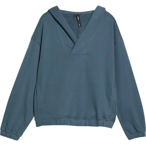Prana Dreamterry V-neck Hoodie - Grey Blue