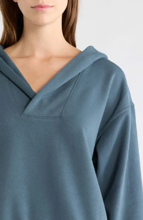 Prana Dreamterry V-neck Hoodie - Grey Blue