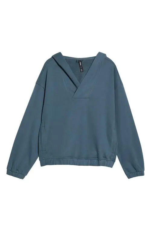 Prana Dreamterry V-neck Hoodie - Grey Blue