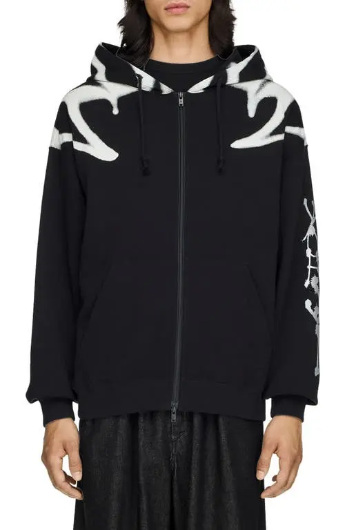 Y3 Graphic Cotton French Terry Zip Hoodie