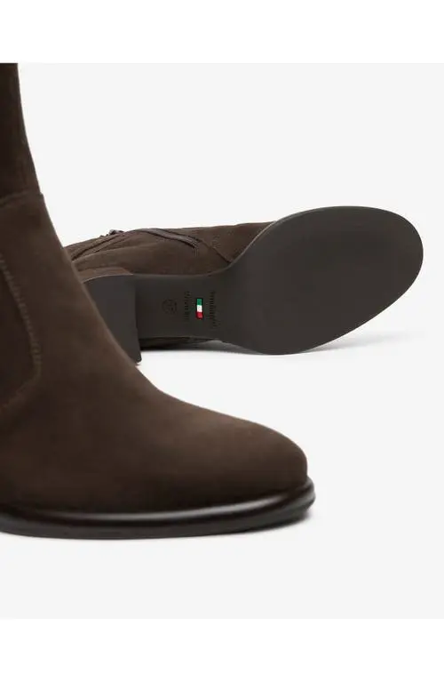 NEROGIARDINI Leather Block Heel Chelsea Bootie - Chocolate