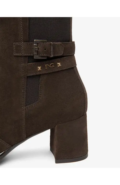 NEROGIARDINI Leather Block Heel Chelsea Bootie - Chocolate