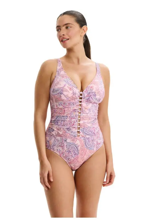 GOTTEX Boho Bloom D-cup V-neck One Piece - Pink-multi